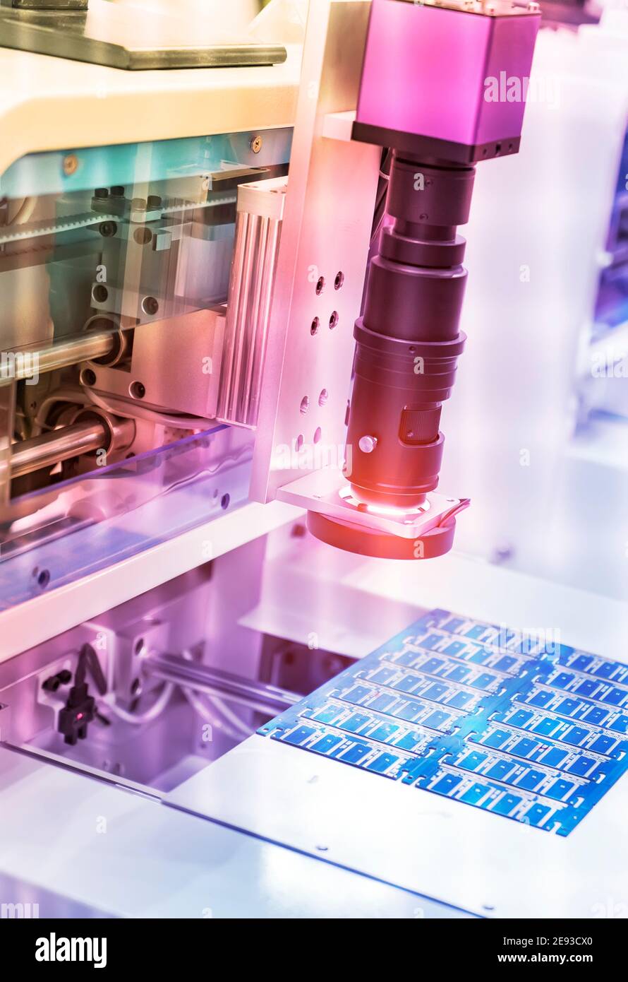 Vision measuring instrument inspecting PCB circuit board Stock Photo ...