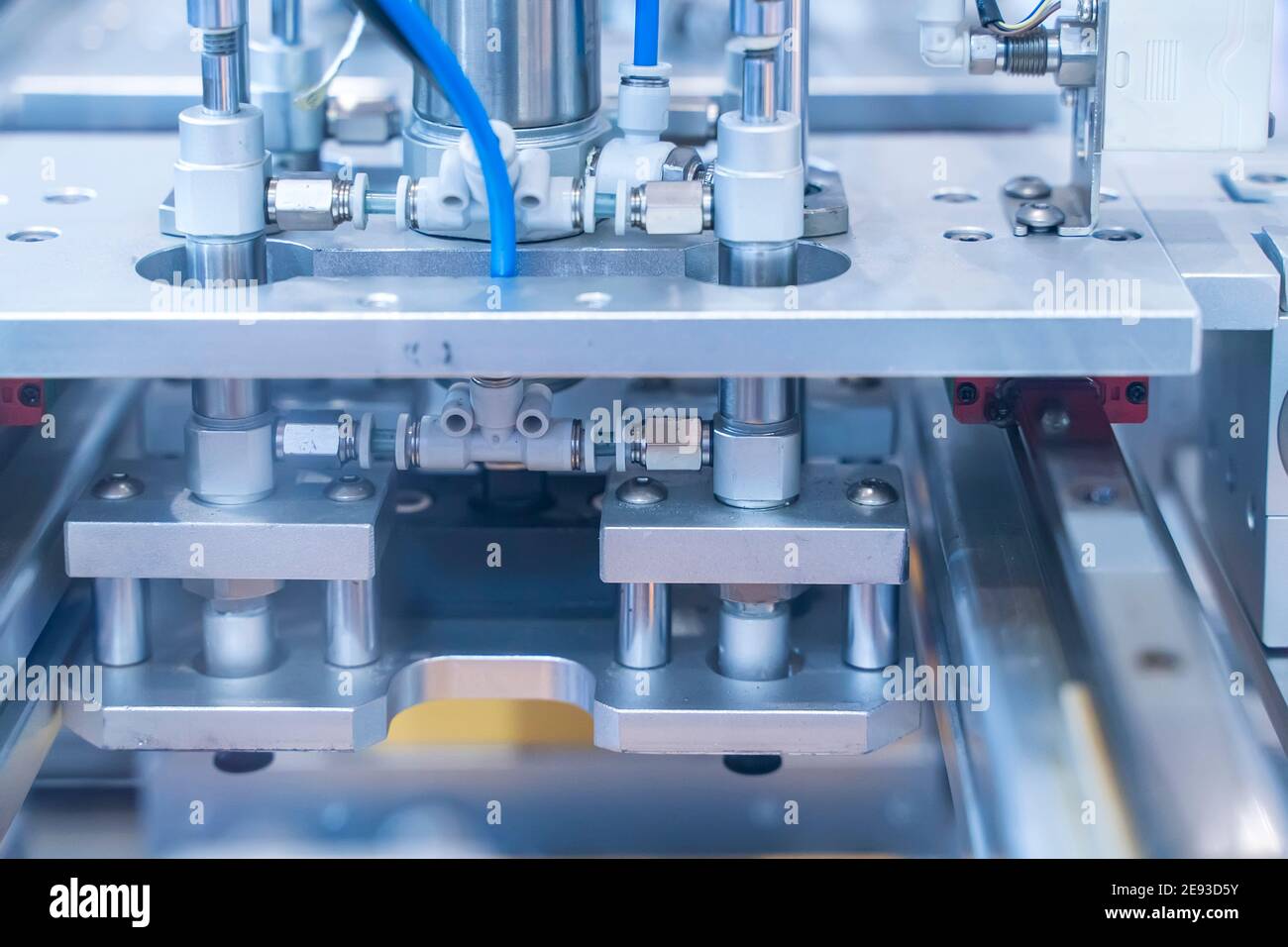 robotic pneumatic piston unit on industrial machine,automation ...