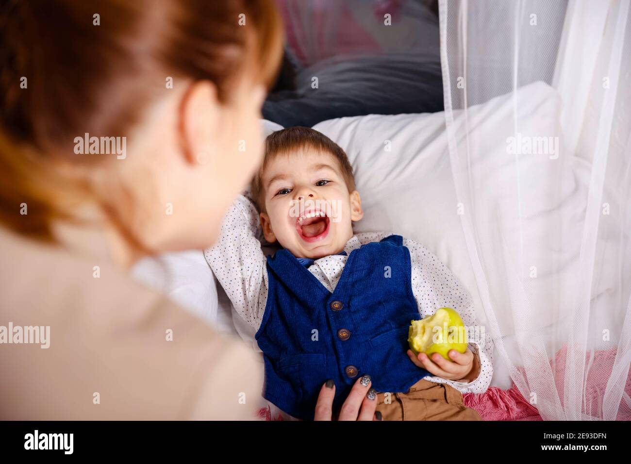 They spend every possible moment together. Family at home Stock Photo ...