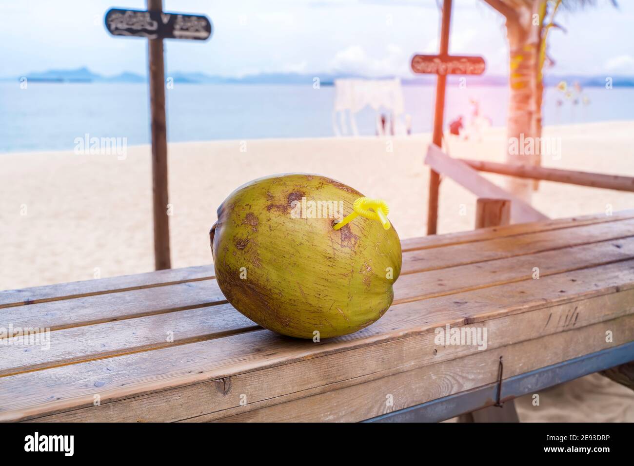 Coconut wood table fruit summer hi-res stock photography and images - Alamy