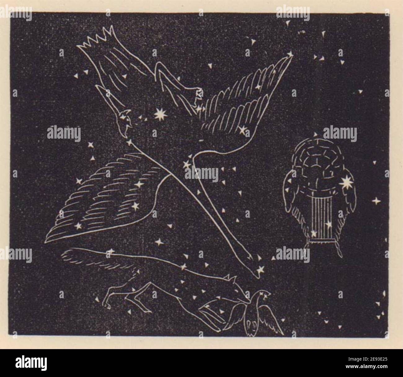 Cygnus, Lyra and Vulpecula. Star chart. SMALL. PROCTOR 1881 old antique ...
