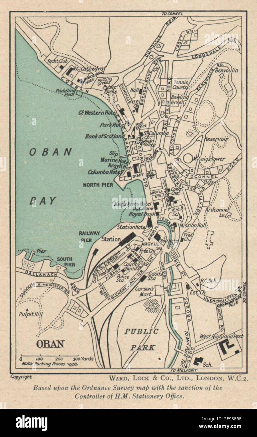 OBAN vintage tourist town city plan. Scotland. WARD LOCK 1947 old ...