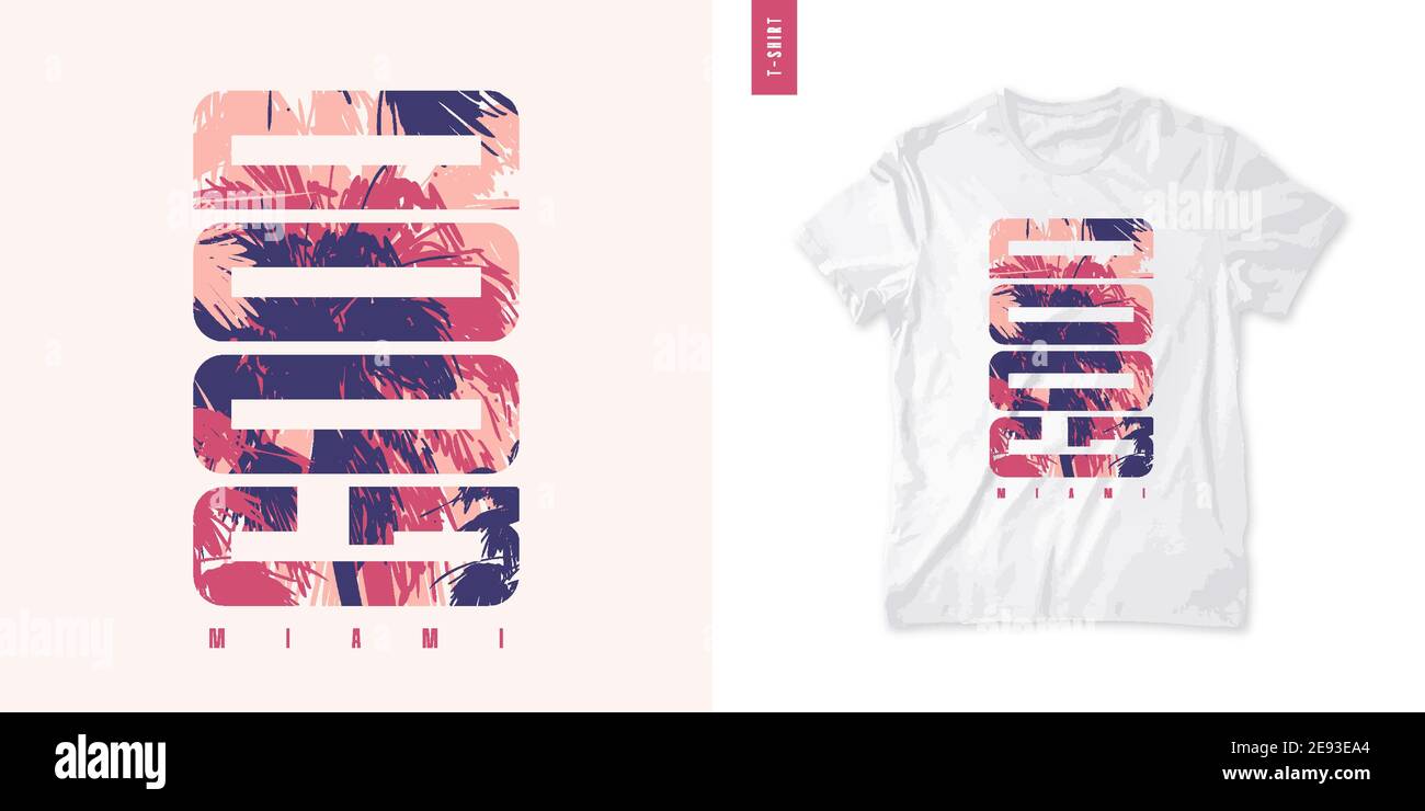 Miami graphic tee design, typography print, vector illustration Stock ...