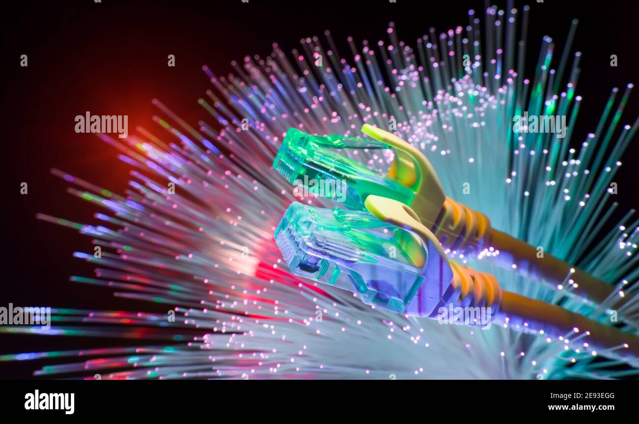 network cables with fiber optical background Stock Photo - Alamy