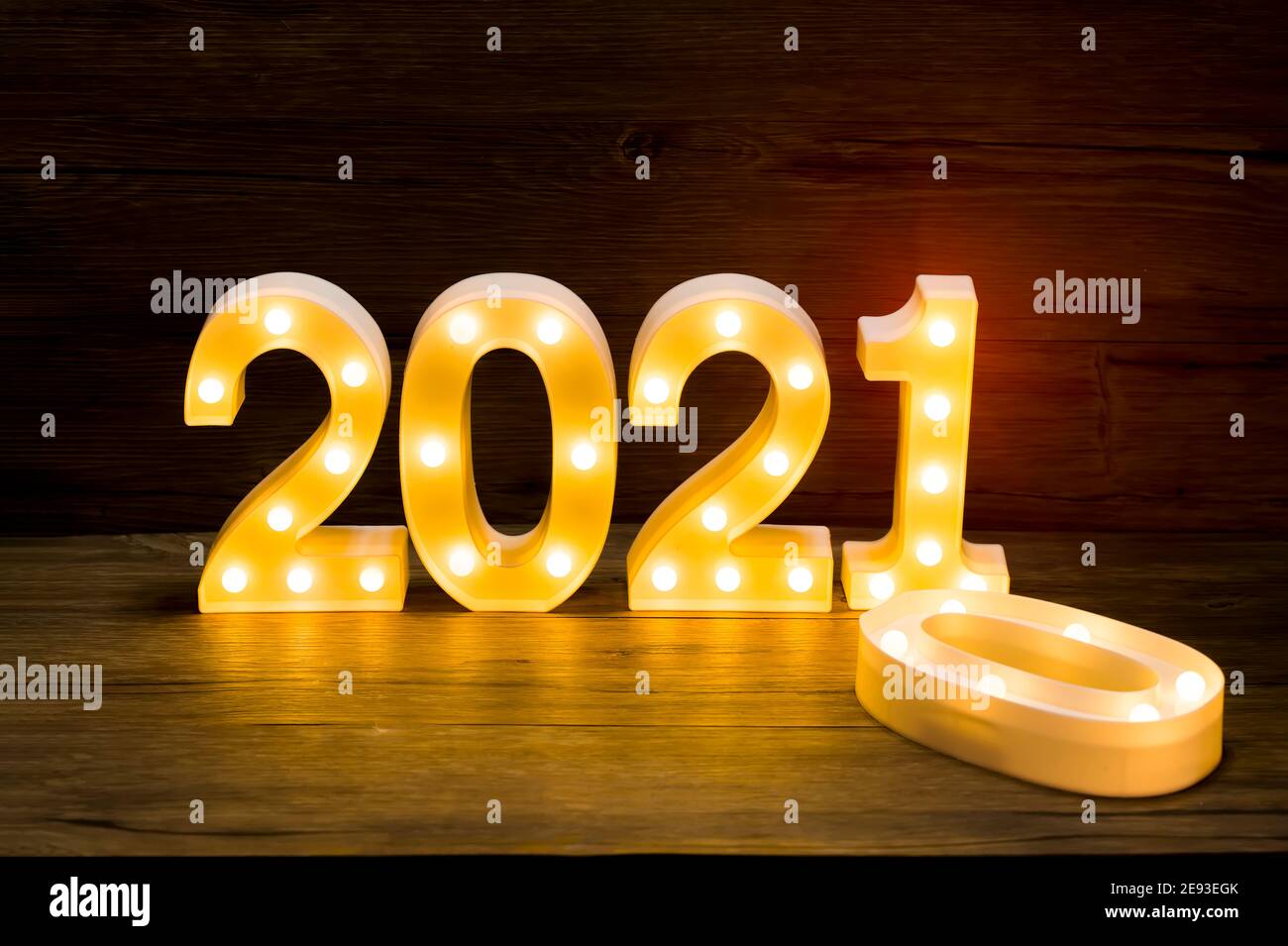 New Year bright light bulb numbers 2021 Stock Photo - Alamy