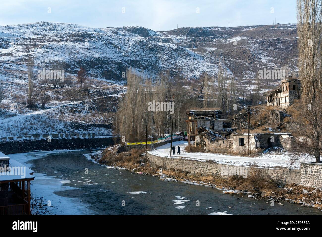 View of the city center near Kars castle. Kars is a city in northeast ...