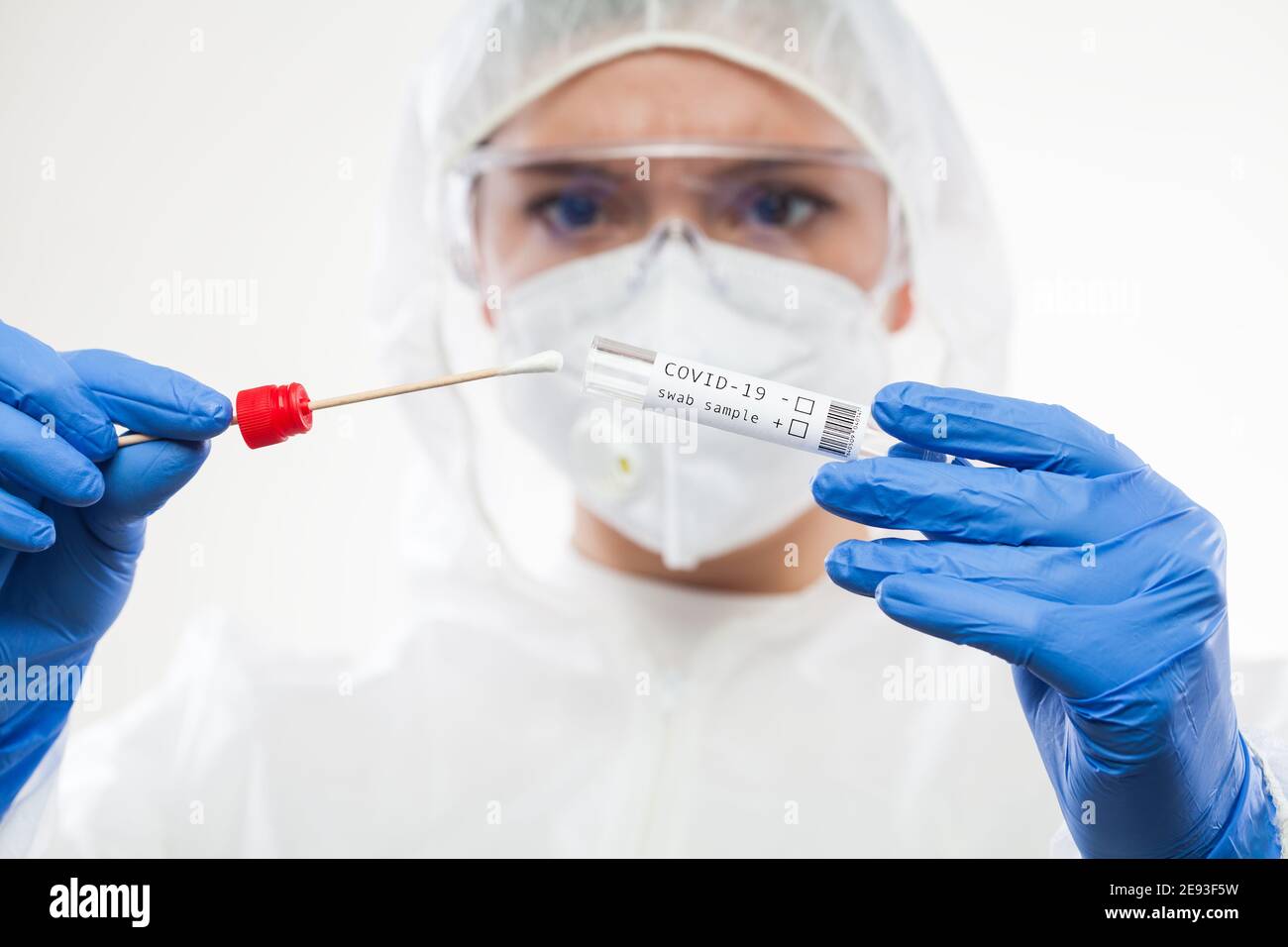 Healthcare professional holding Coronavirus COVID-19 test kit equipment ...