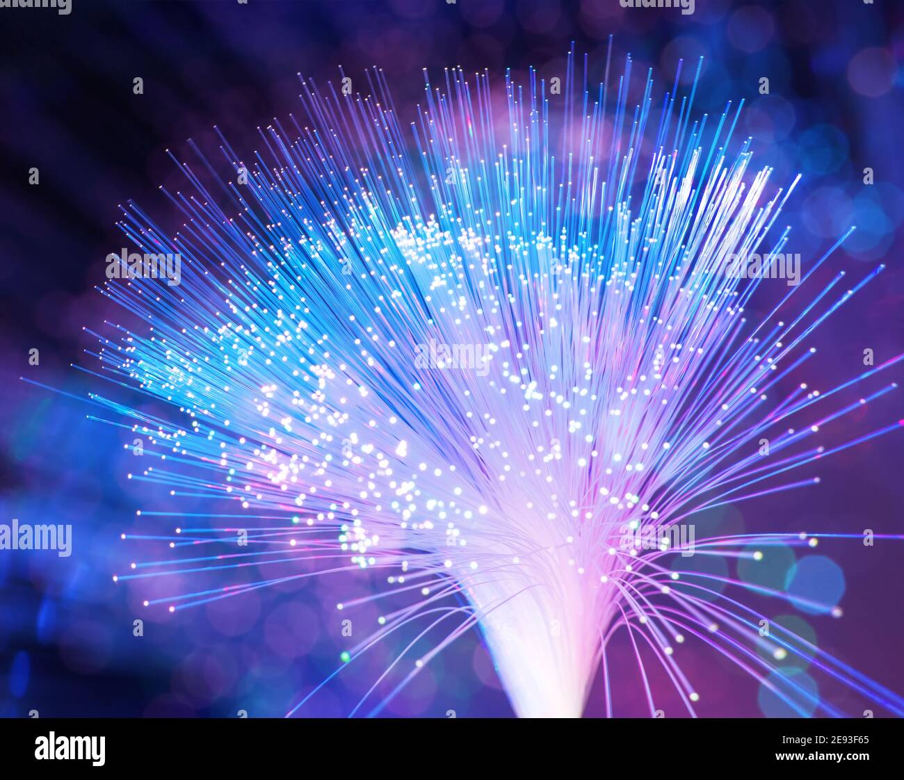 optical fibres dinamic flying from deep on technology background Stock ...