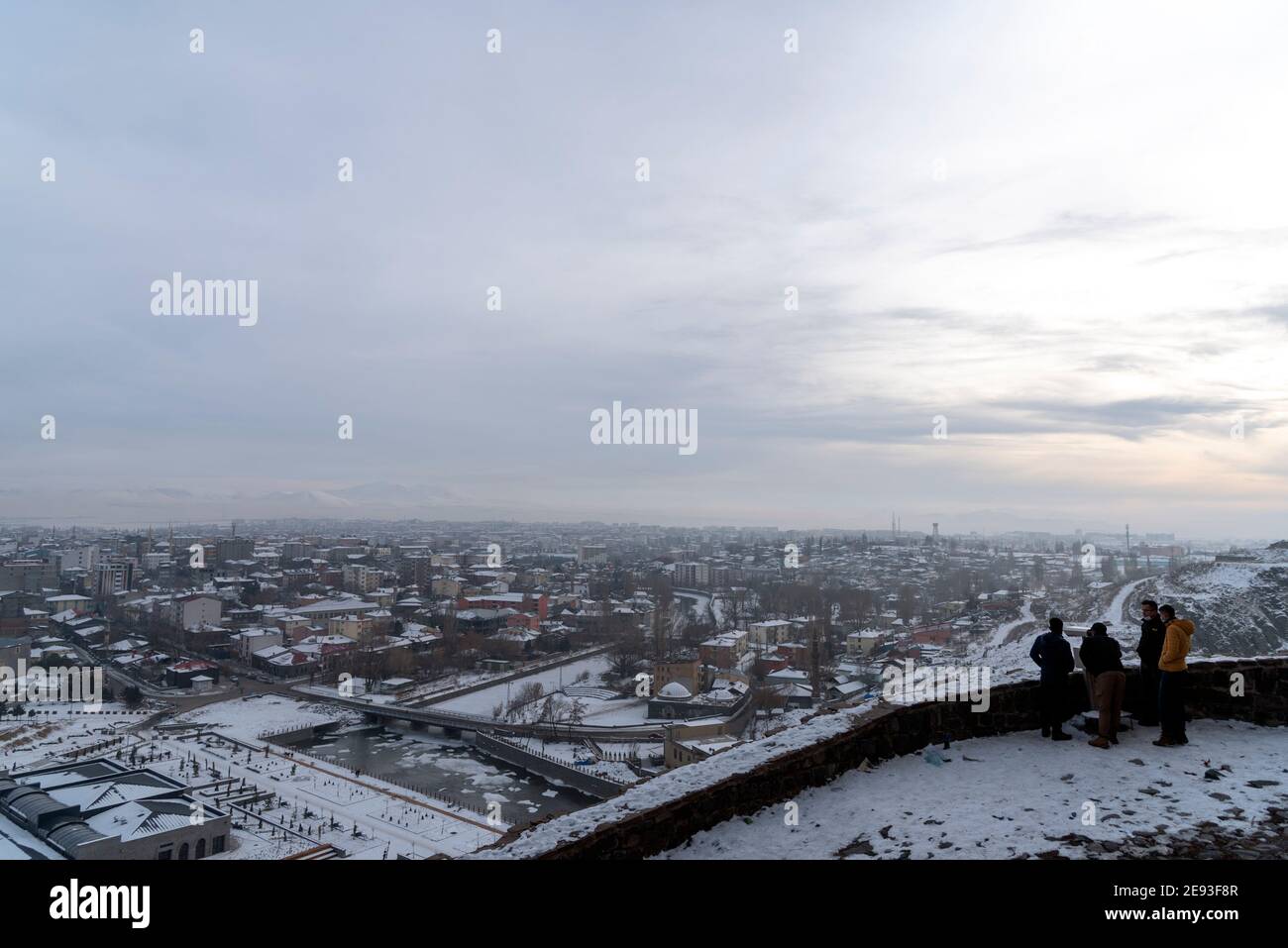 View of the city center near Kars castle. Kars is a city in northeast ...