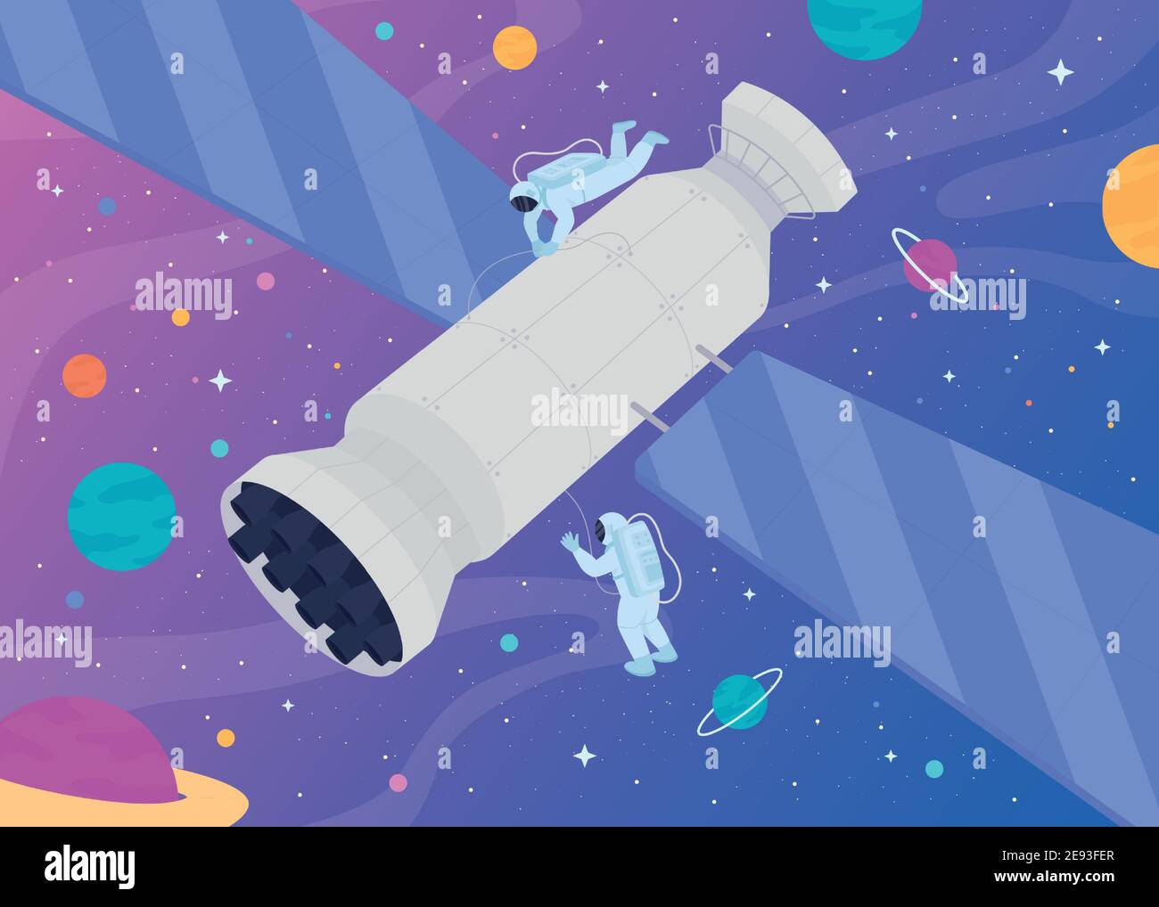 Spacewalk flat color vector illustration Stock Vector Image & Art - Alamy