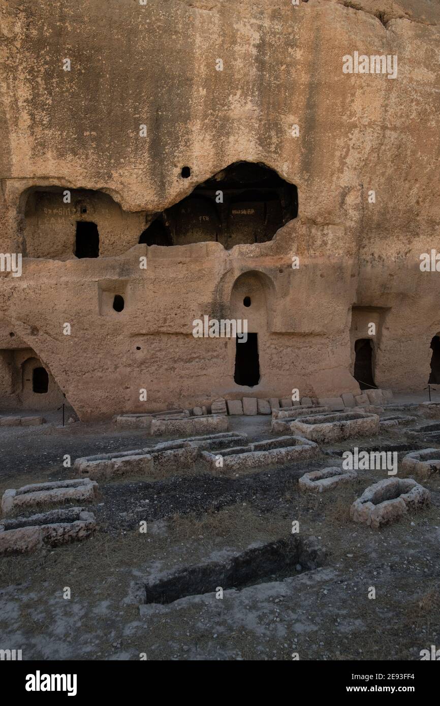 The ancient rock-cut city of Dara, Turkey, featuring cave dwellings ...