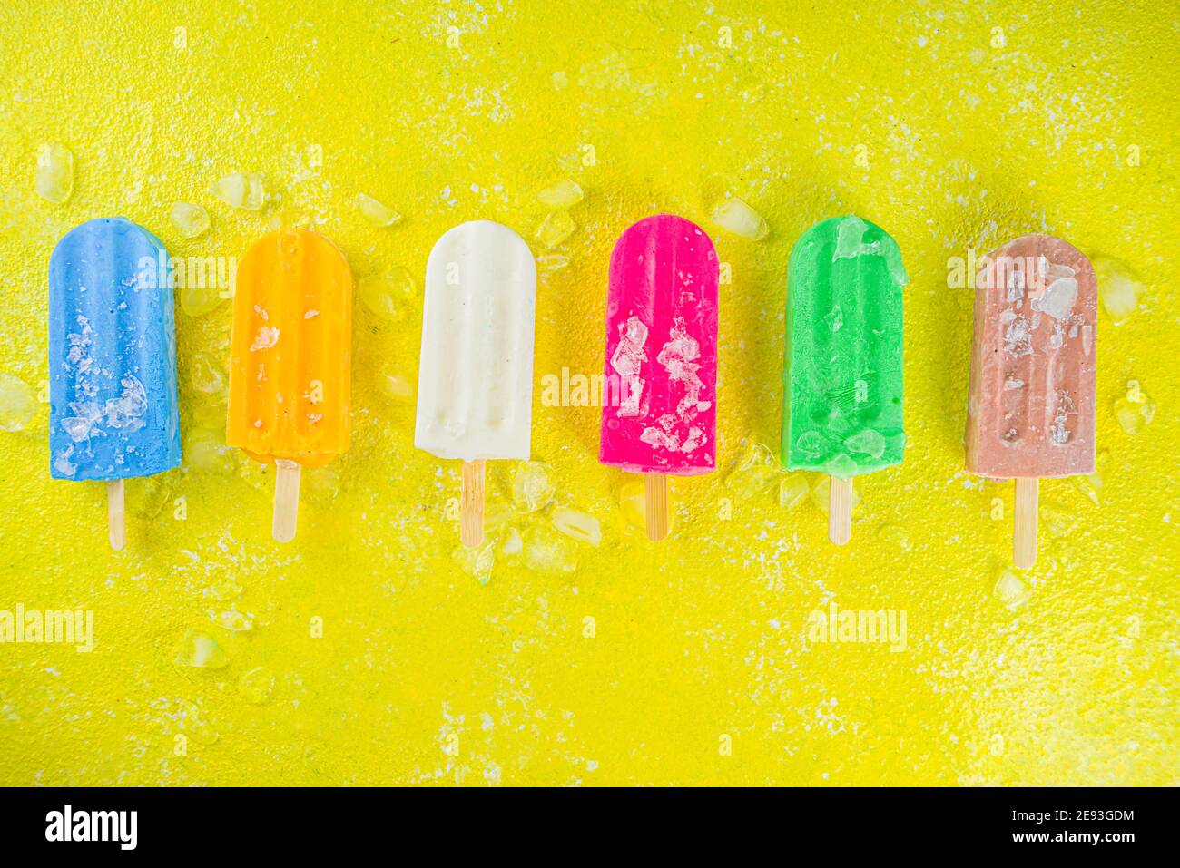 Selection of bright multicolored ice cream popsicle. Various gelato ...