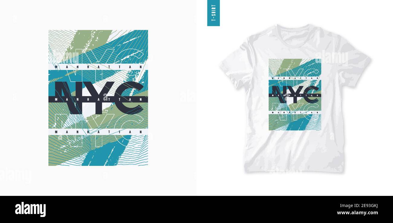 New York City graphic mens t-shirt design, abstract print, vector ...
