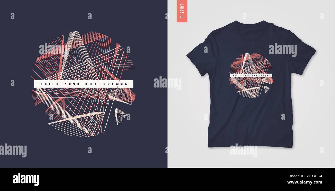 Geometric mens t-shirt design, graphic print, vector illustration Stock ...