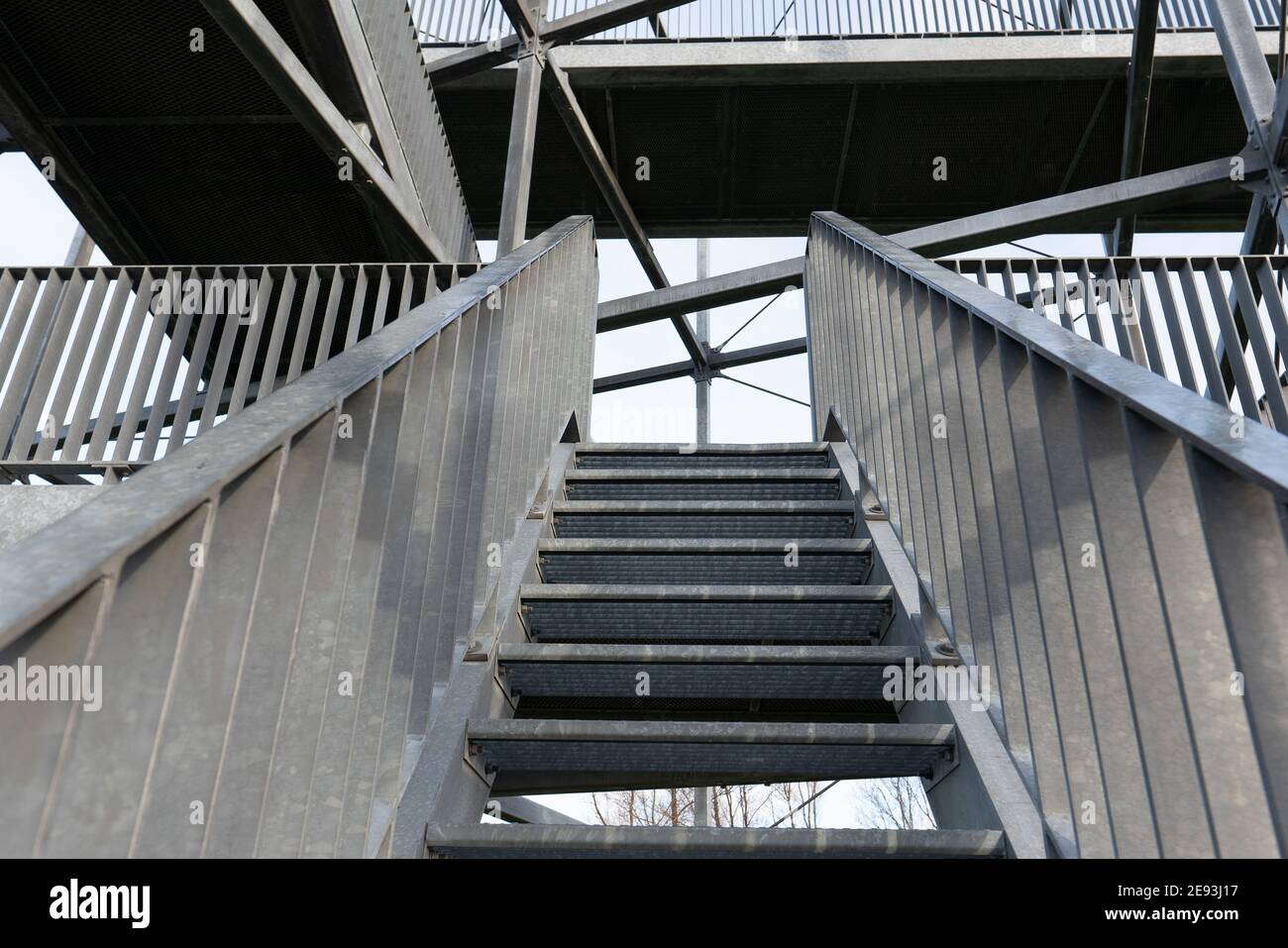 Steel staircase of a watchtower at the port of Rotterdam Stock Photo ...