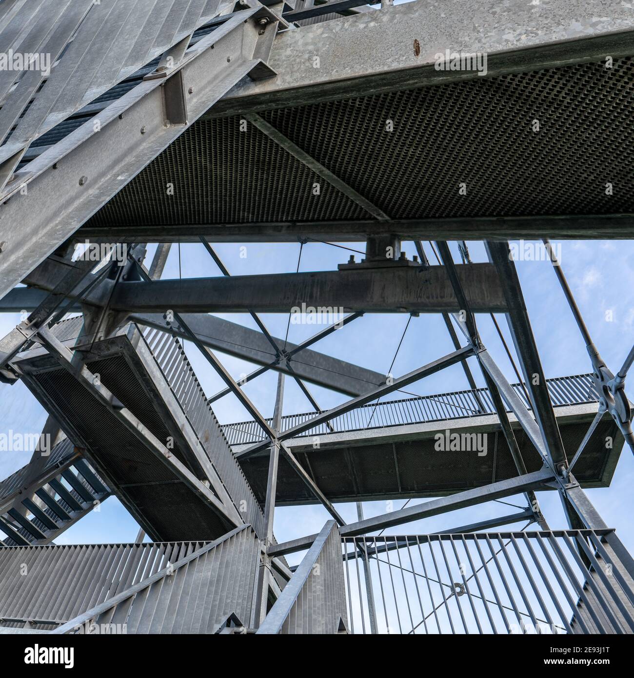 Steel staircase of a watchtower at the port of Rotterdam Stock Photo ...