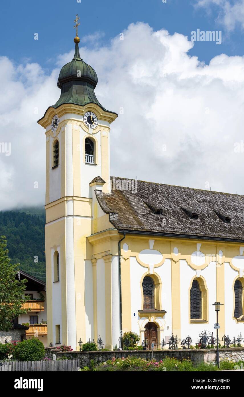 Church Sankt Remigius. Village Schleching in the Chiemgau in the ...