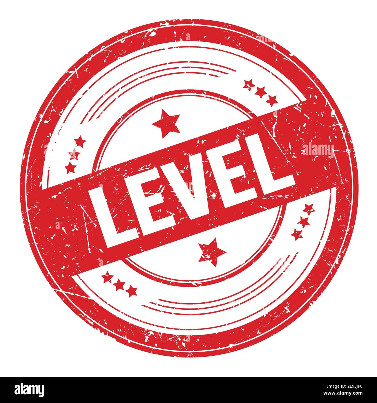 LEVEL text on red round grungy texture stamp Stock Photo - Alamy