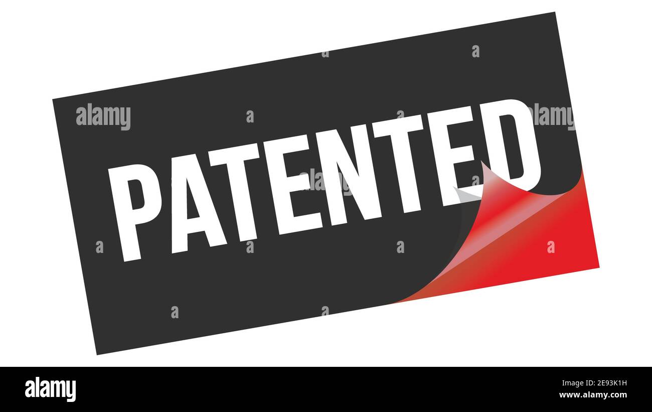 PATENTED text written on black red sticker stamp Stock Photo - Alamy