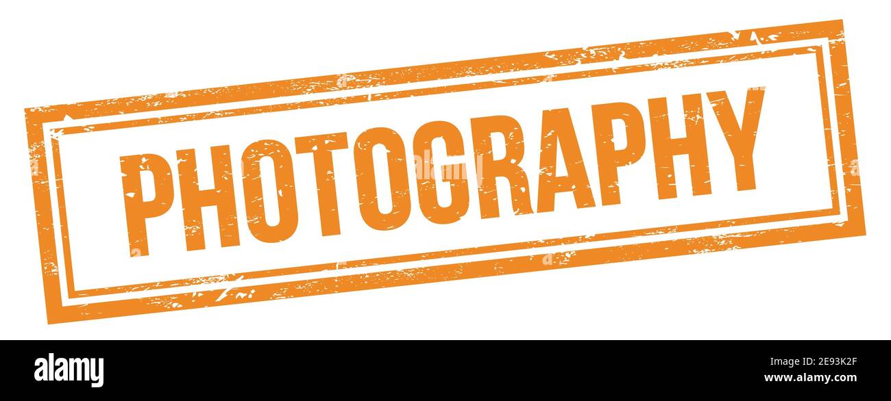 PHOTOGRAPHY text on orange grungy vintage rectangle stamp Stock Photo ...