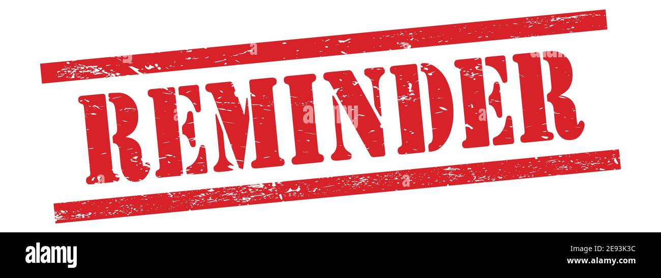 REMINDER text on red grungy vintage rubber stamp Stock Photo - Alamy