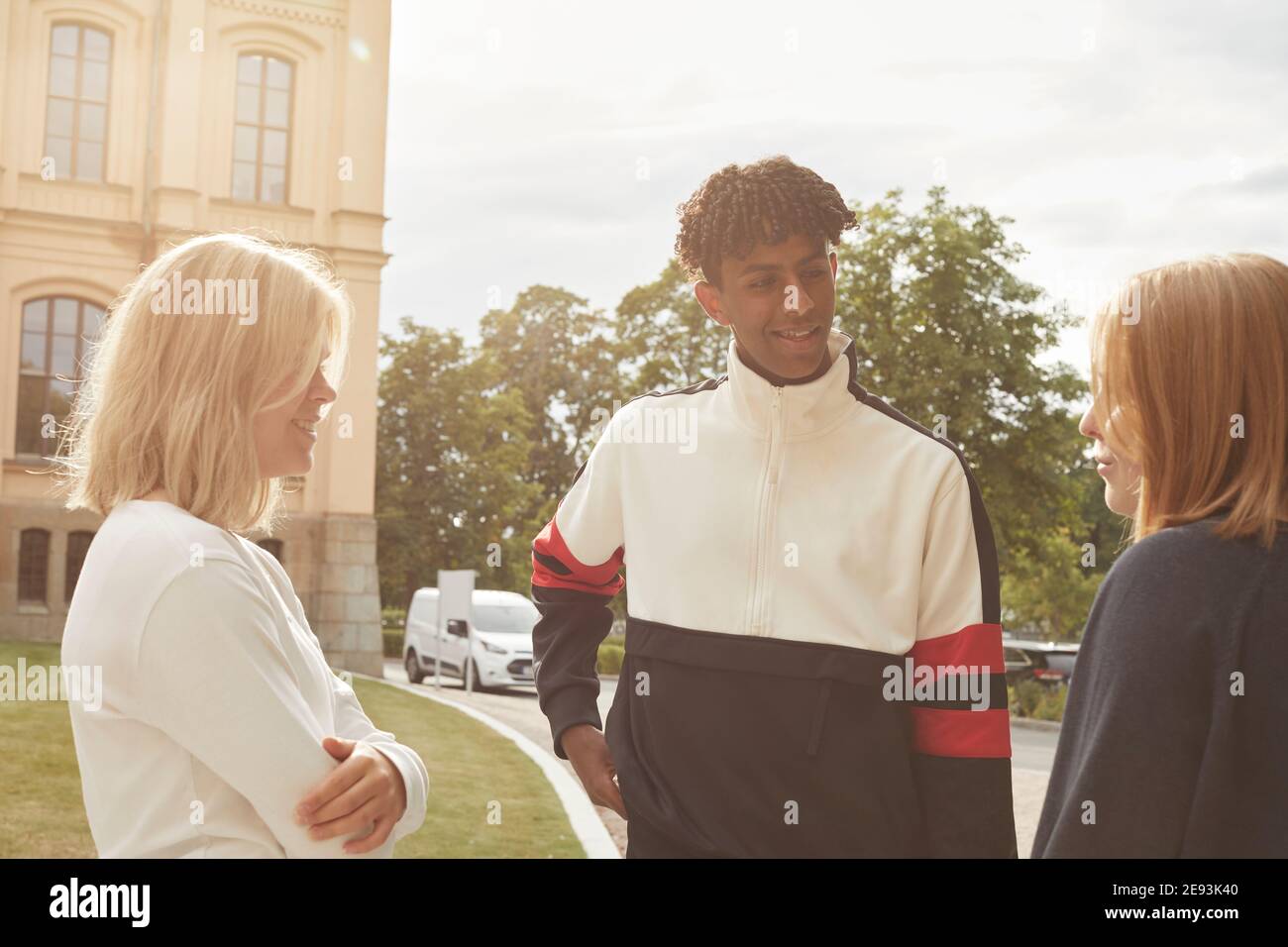 Teenagers talking together Stock Photo - Alamy