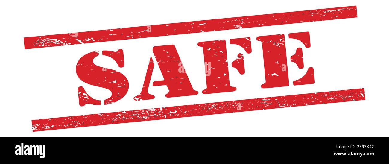 SAFE text on red grungy vintage rubber stamp Stock Photo - Alamy