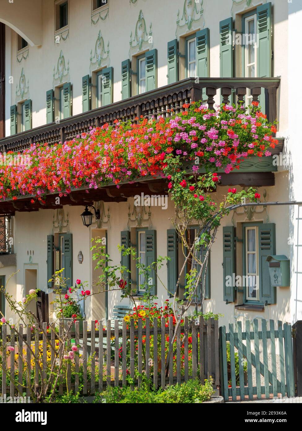 Historic traditional houses in Aschau. Aschau in the Chiemgau in the ...