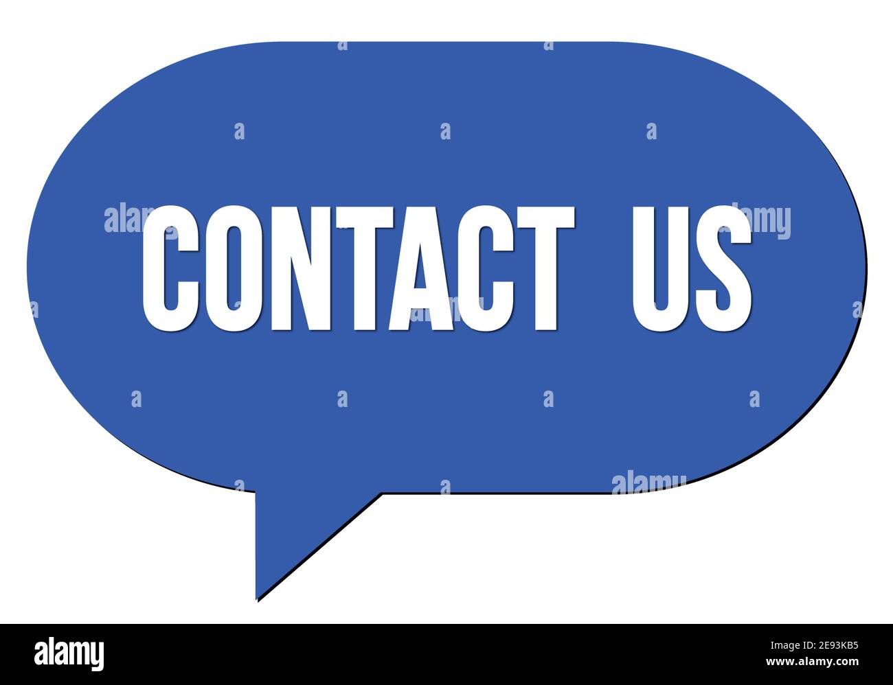 CONTACT US text written in a blue speech bubble stamp Stock Photo - Alamy