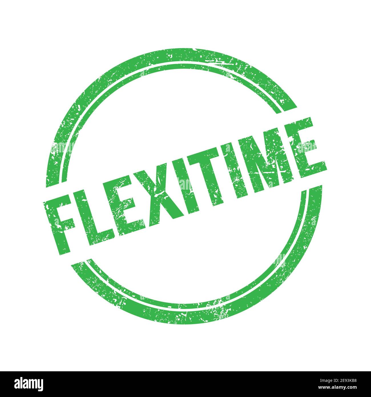 FLEXITIME text written on green grungy vintage round stamp Stock Photo ...