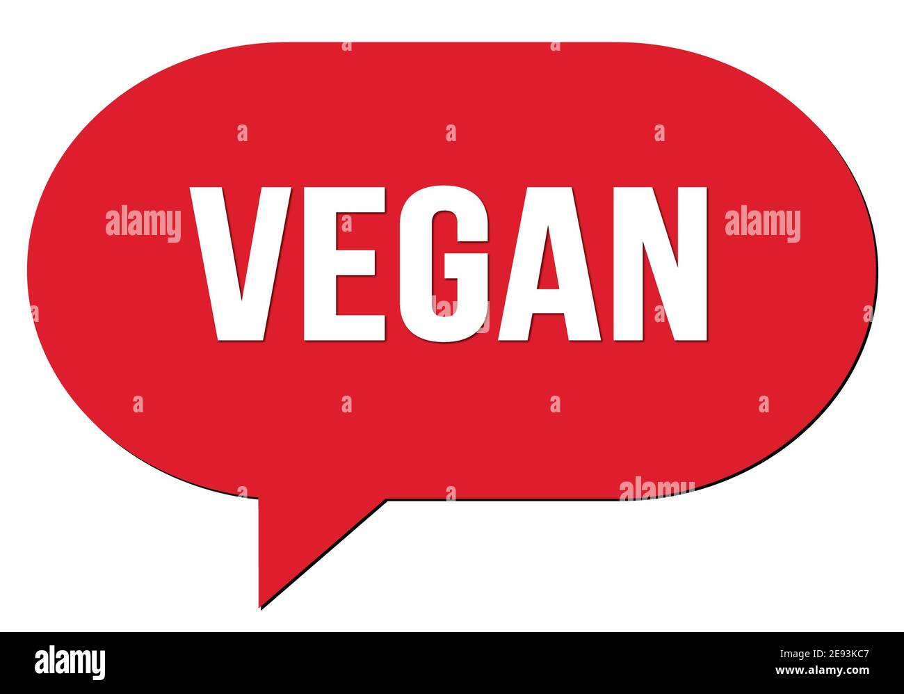 VEGAN text written in a red speech bubble stamp Stock Photo - Alamy
