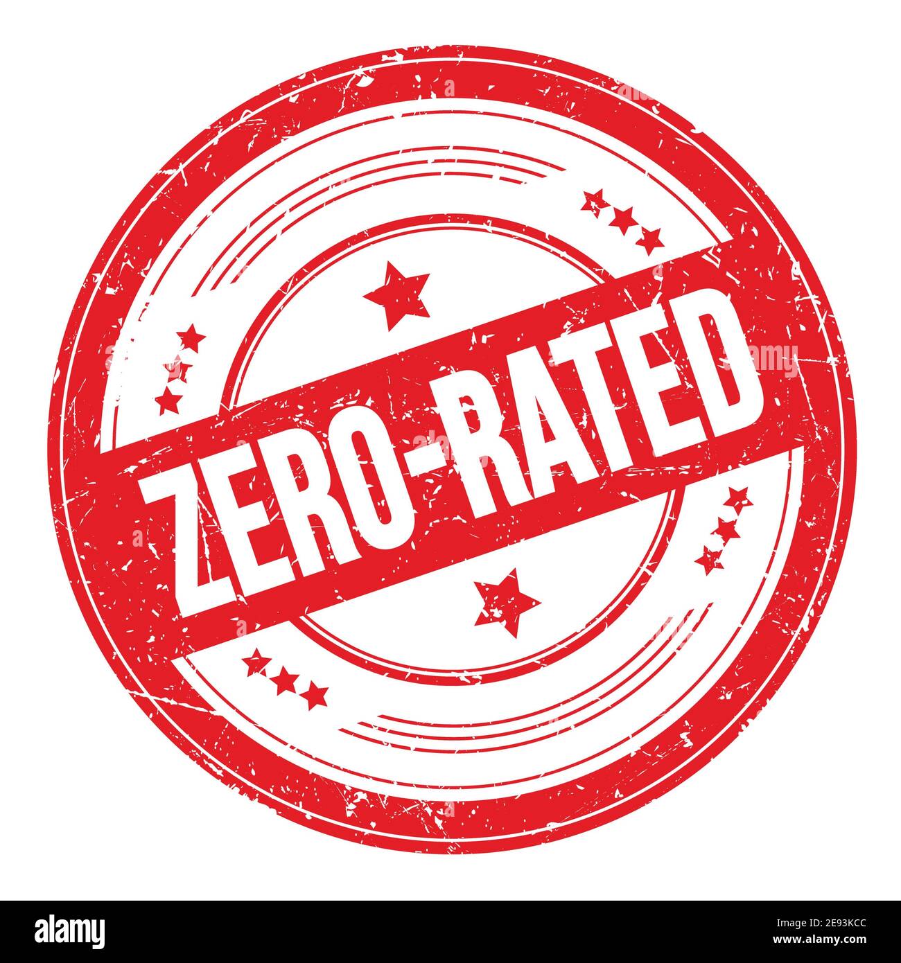 ZERO-RATED text on red round grungy texture stamp Stock Photo - Alamy