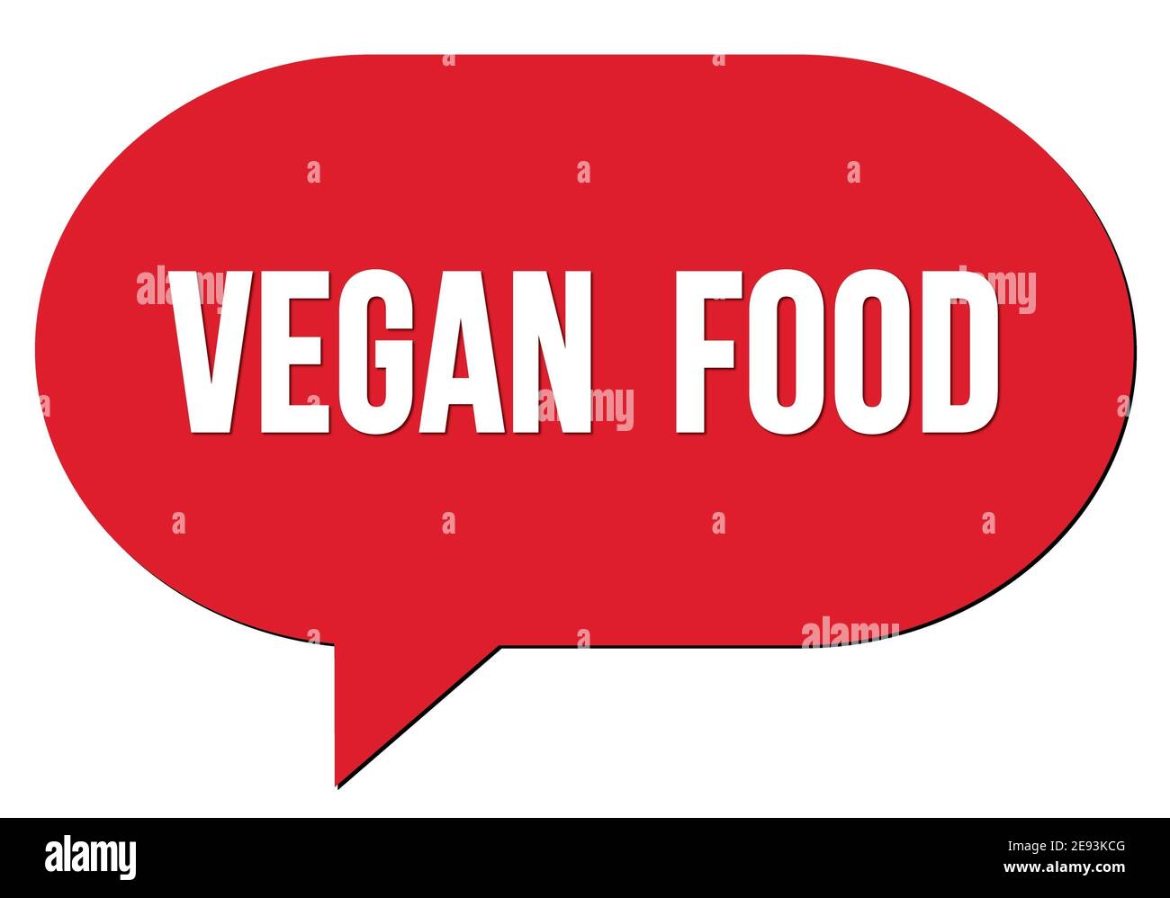 VEGAN FOOD text written in a red speech bubble stamp Stock Photo - Alamy