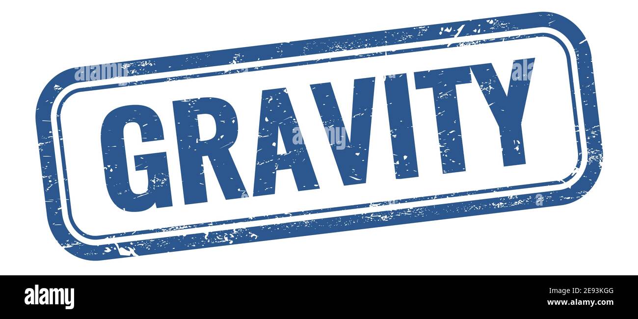 GRAVITY text on blue grungy vintage rectangle stamp Stock Photo - Alamy