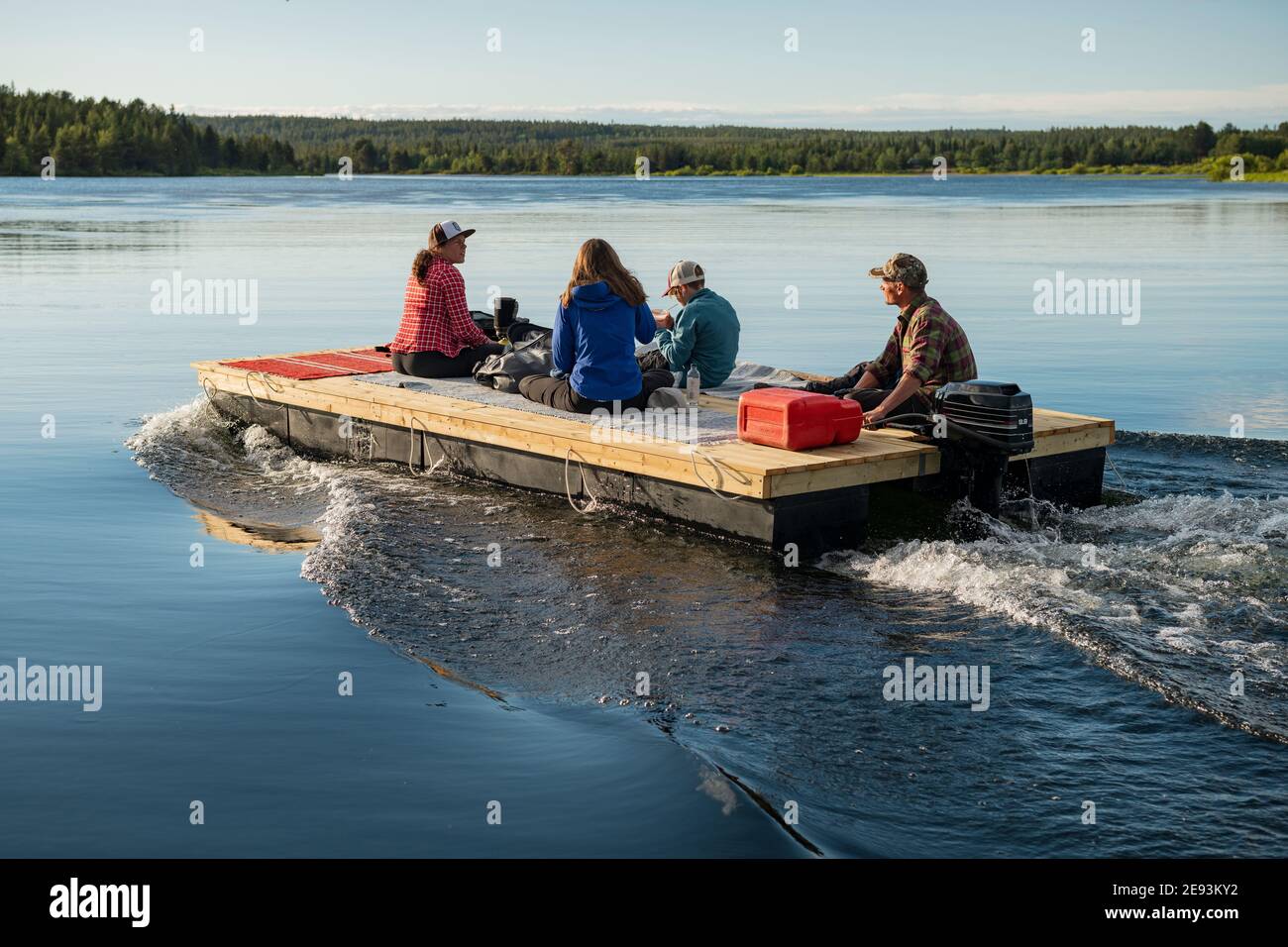 People on motor raft Stock Photo - Alamy