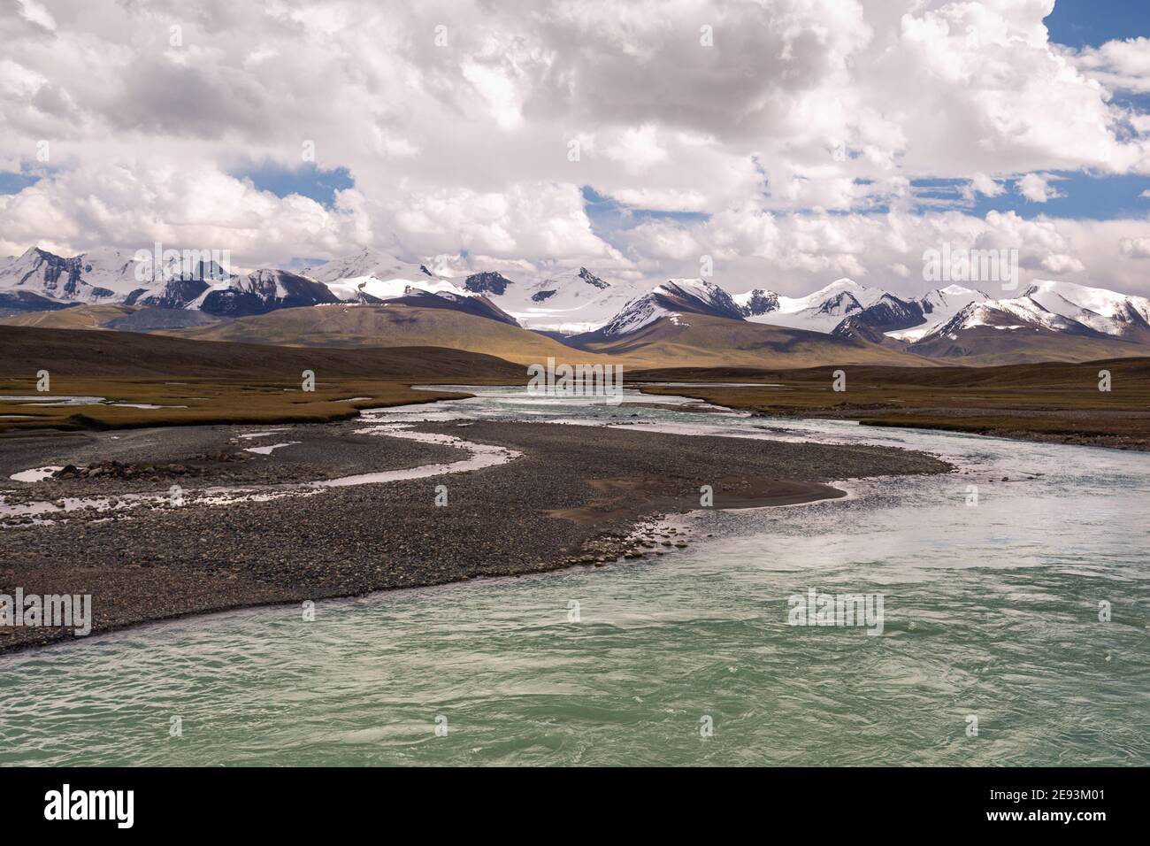 Icy river on a high plateau in the mountains of Kyrgyzstan Stock Photo ...