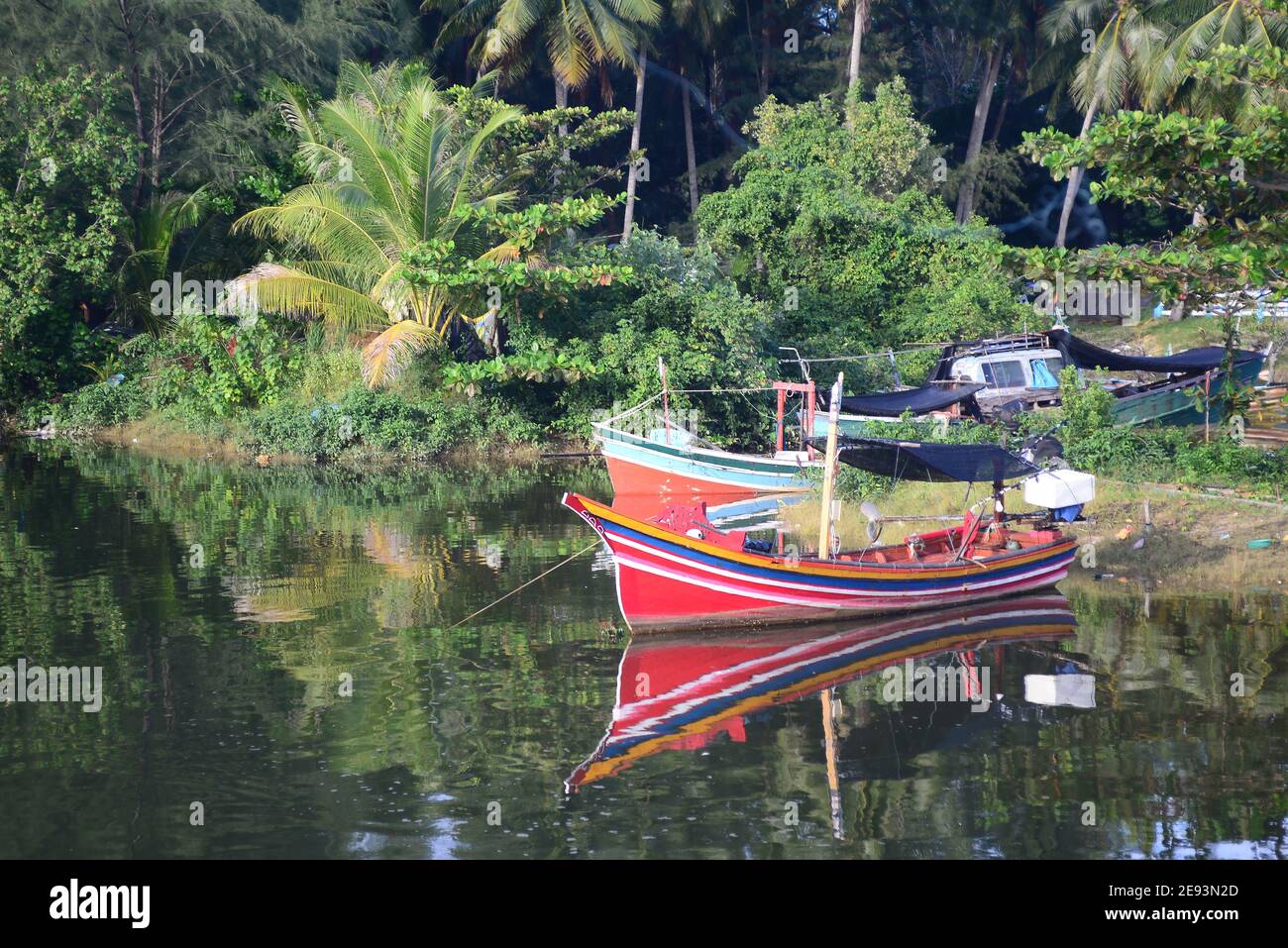 NARATHIWAT, THAILAND – 1 JANUARY 2021 : Local fishing village along the ...