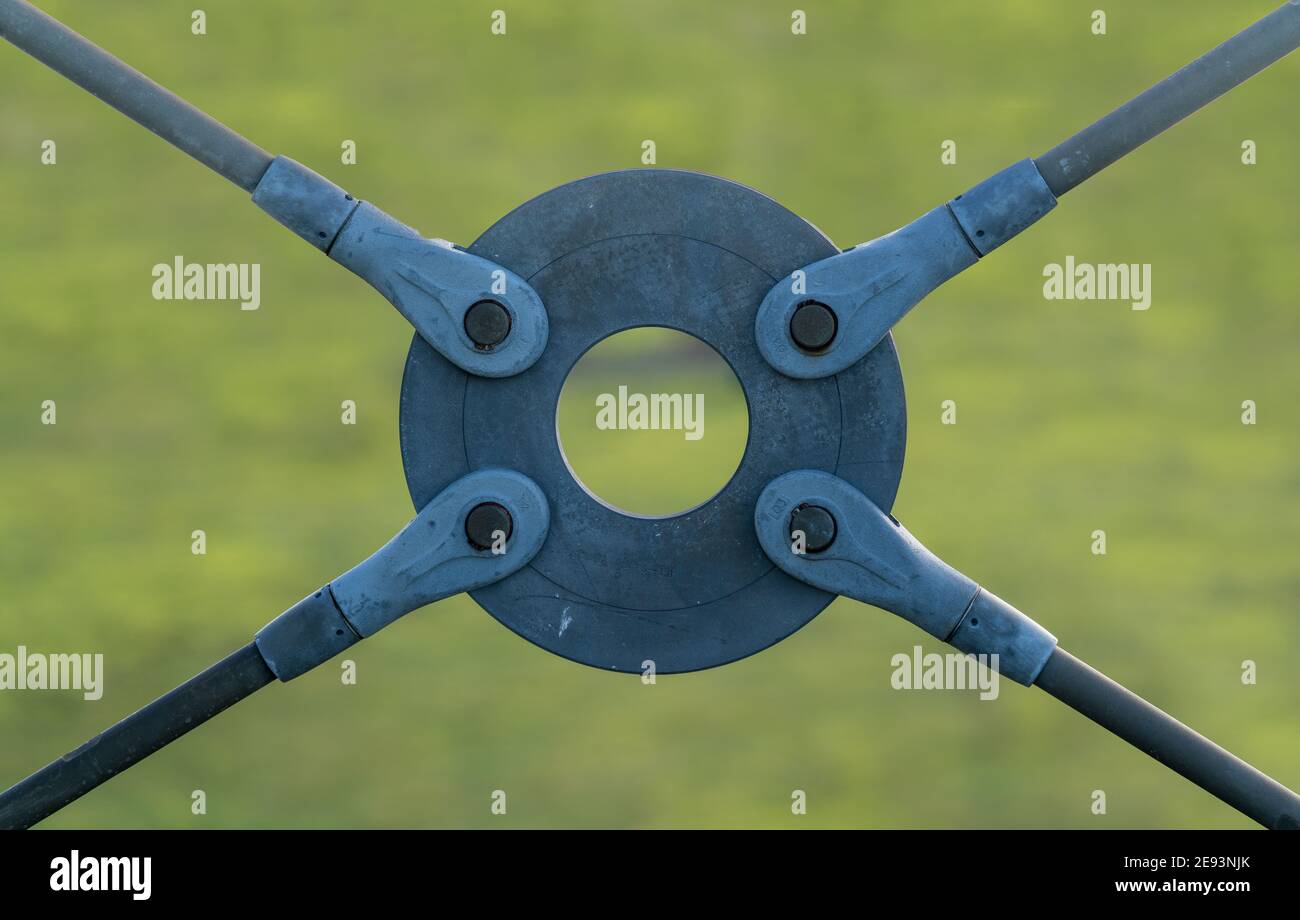 Selective focus shot of a construction knot of a steel construction ...