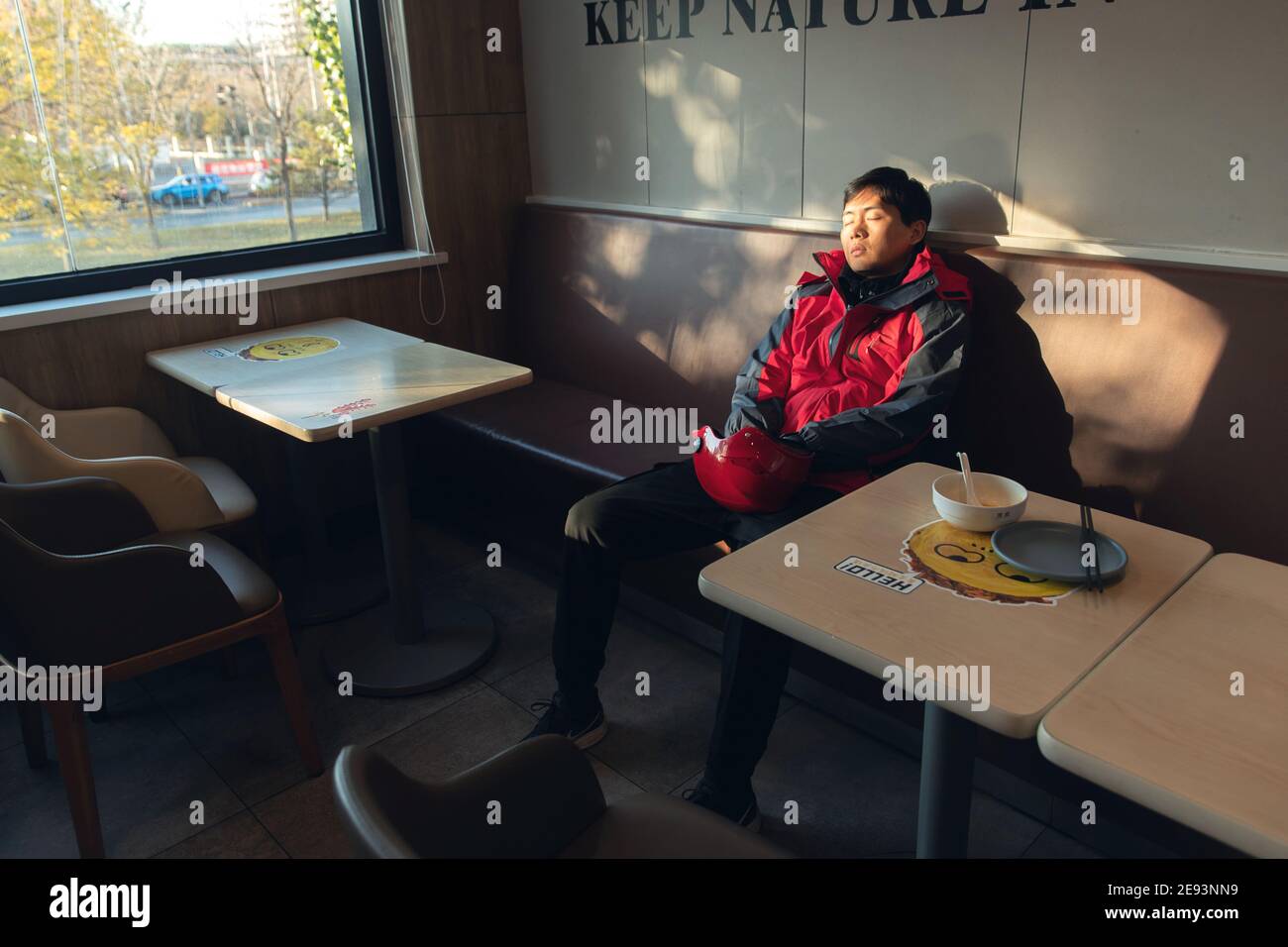Take-away member to sleep in the restaurant Stock Photo - Alamy