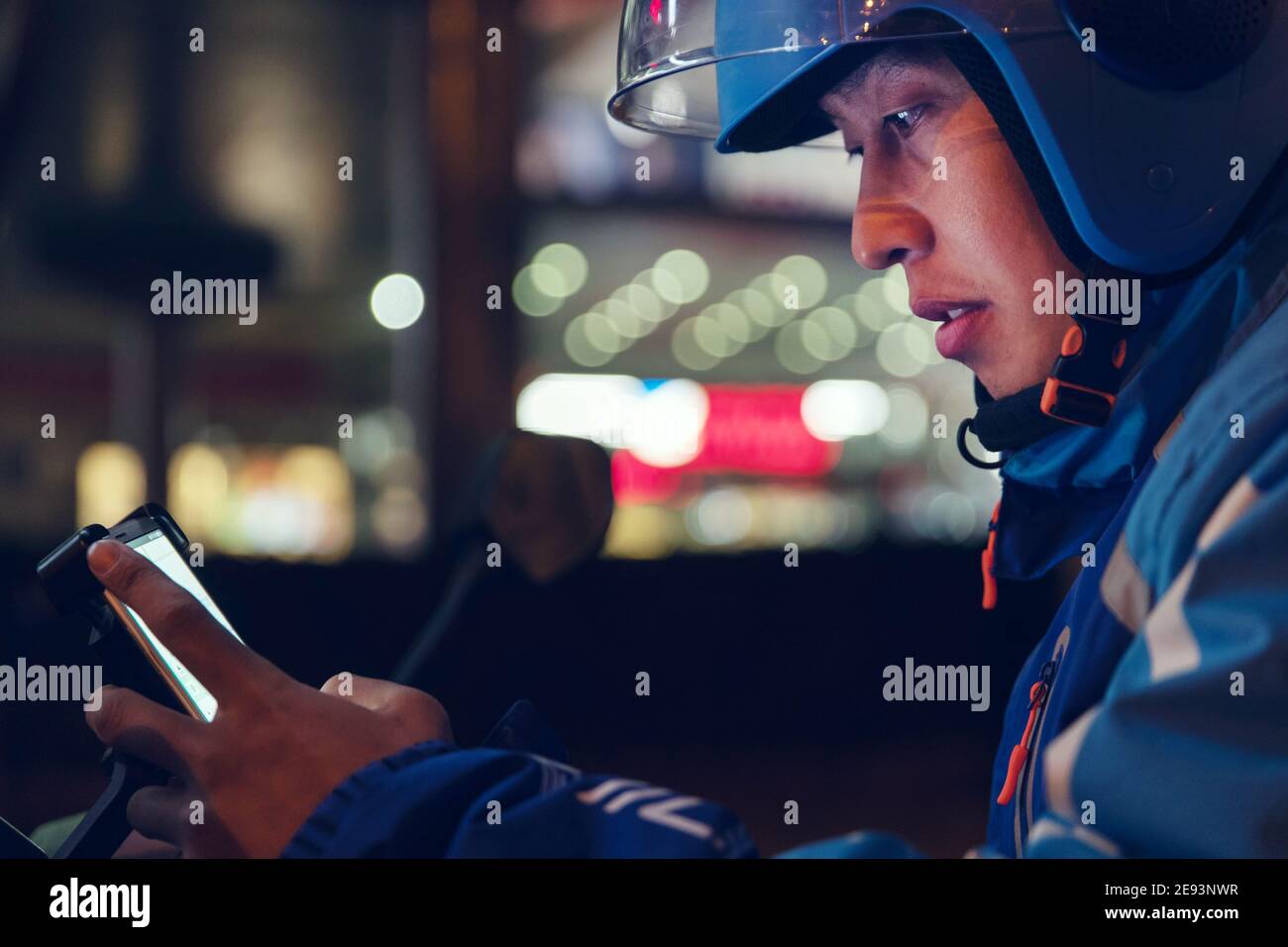 The use of mobile phones take-away member Stock Photo - Alamy