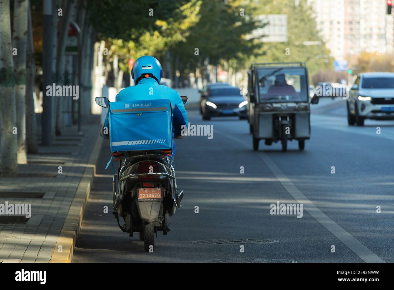 Take-away member of the work on the way back Stock Photo - Alamy