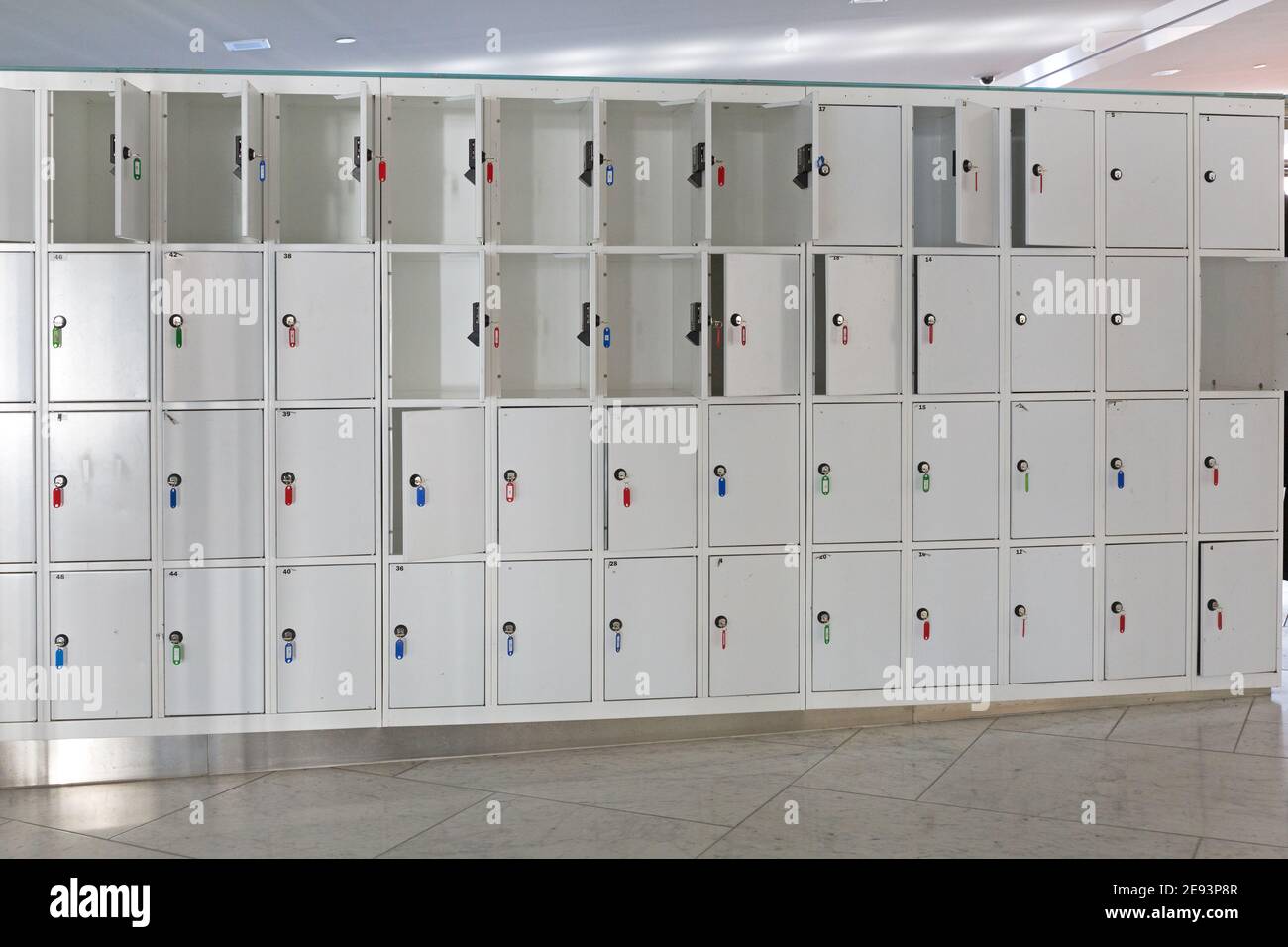 Cabinet With Box Lockers in Storage Room Stock Photo - Alamy