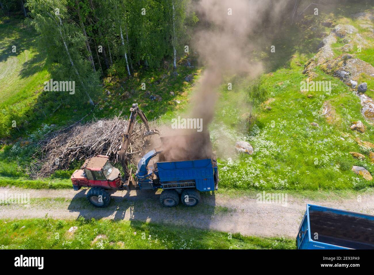 High angle view of wood chopper at work Stock Photo - Alamy