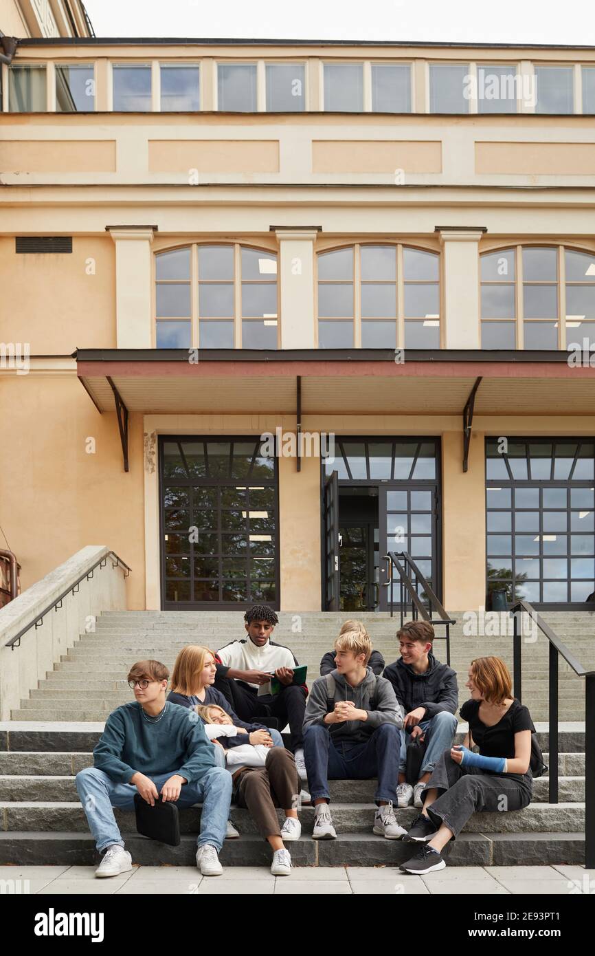 Teenagers In Front School Building High Resolution Stock Photography ...