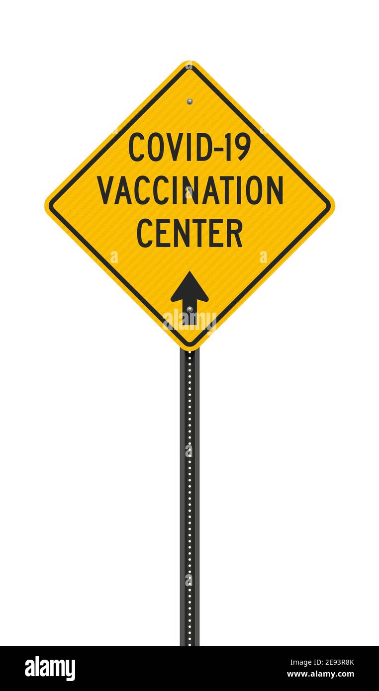 Vector illustration of the Covid-19 Vaccination Center yellow Diamond ...