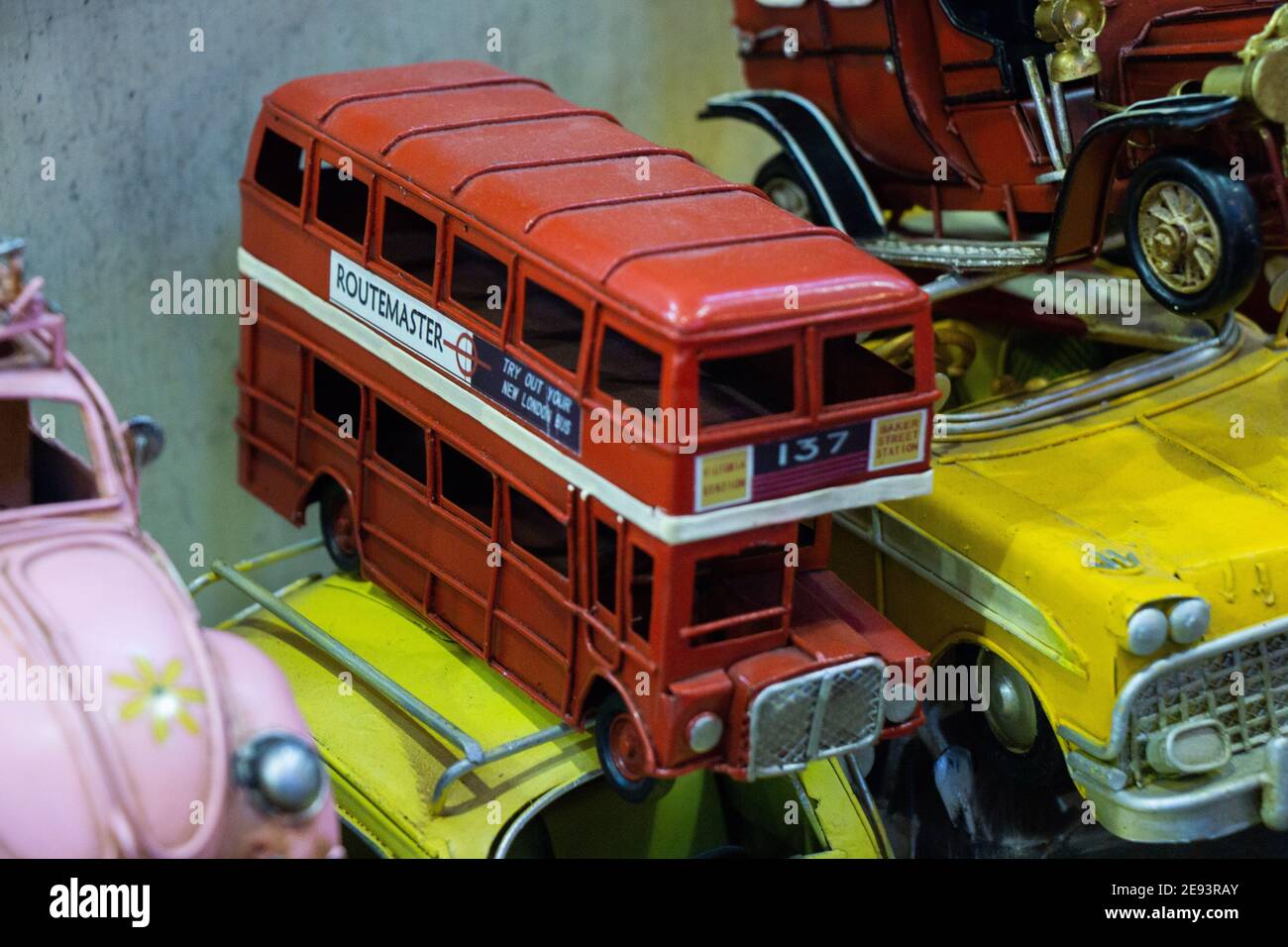 London Double decker bus retro model from England Stock Photo - Alamy