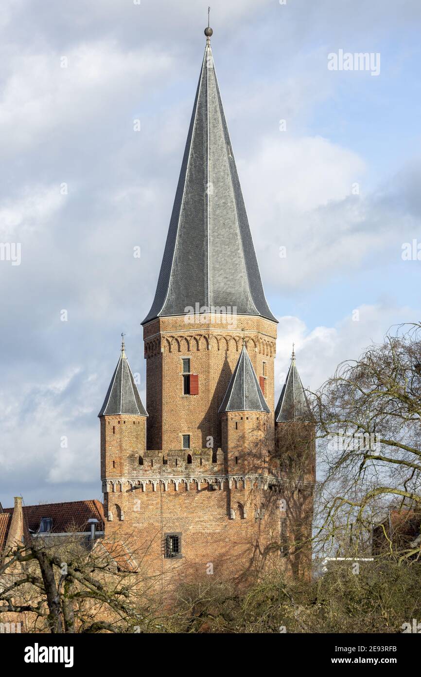 Enchanted medieval brick architecture of entrance tower Stock Photo - Alamy