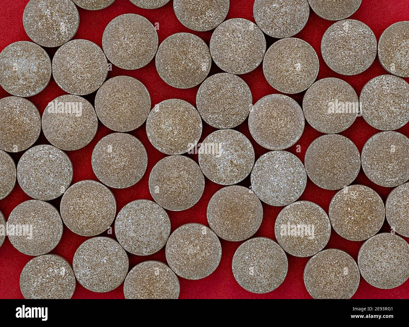 close-up of chelated iron tablets. dietary concept. dietary supplement ...