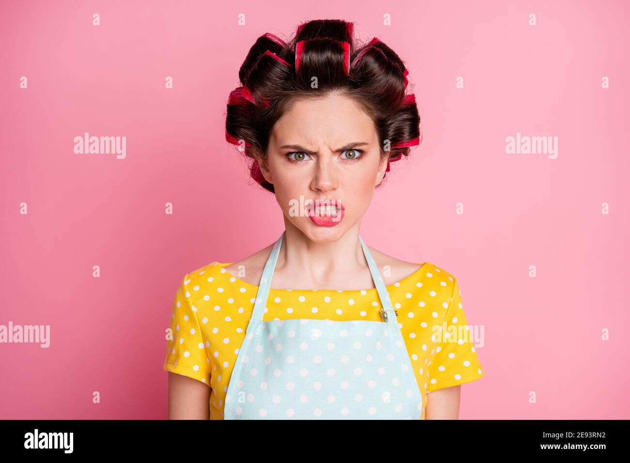 Close-up portrait of her she nice attractive annoyed malicious mad ...