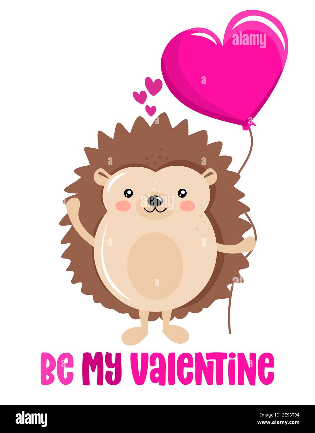 Be my Valentine - Cute hand drawn hedgehog illustration kawaii style ...